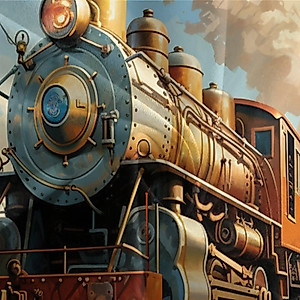 EVMILA Steam Train Comforter Covers for Boys Girls 3D Print Steampunk Duvet Cover Quilt Cover with Pillow Cases with Zipper Closure Bedding Set Soft Microfiber 3 Pieces Twin（173x218cm）