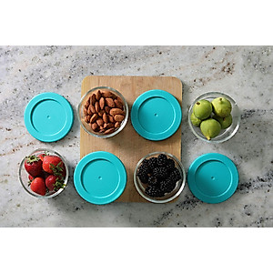 BOVADO USA 1 Cup Glass Round Dish for Storage, Mixing, Serving - Dishwasher, Freezer & Oven Safe Glass, Easy-Clean, Clear with Lid, Pack of 6 Containers