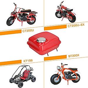 FVRITO Gas Fuel Tank for Hemi Predator 212cc 196cc 5.5hp 6.5hp Coleman CT200U CT200U-EX BT200X RB200 KT196 Massimo Baja Warrior MB200 GX160 GX200 Mini Bike Go Kart Clone Ghost Engine Parts Red