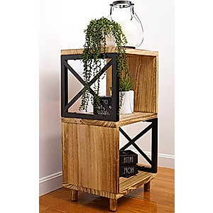 Premium Home Rustic Side Table: Farmhouse End Table, Bedside Table, Wood Nightstand, Tall End Table, High Side Tables for Small Spaces, Living Room Metal Nightstand Modern Bedroom Industrial Furniture