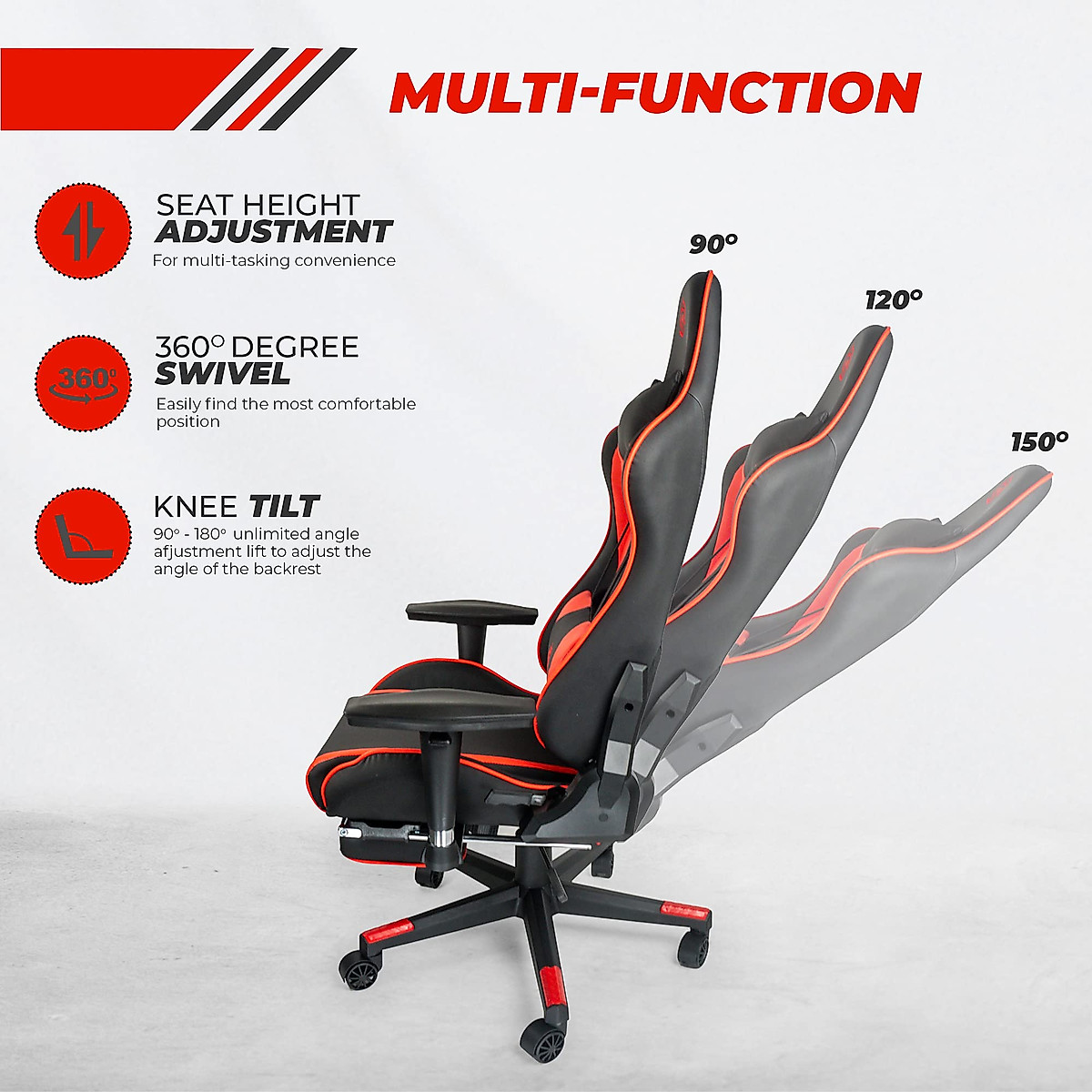 OnTarget Gaming Gaming Chair with Footrest High Back Gaming Chair with Footrest Ontarget GC100 Video Game Chair PC Racing Style Gamer Chair