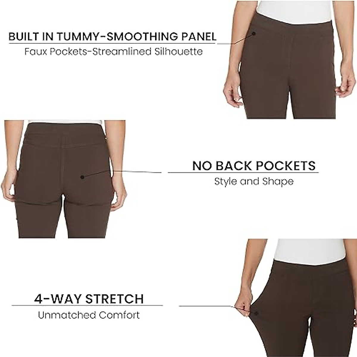 SLIM-SATION Women's Wide Band Regular Length Pull-on Straight Leg Pant with Tummy Control, Denim, 12