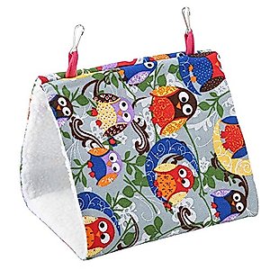 ViaGasaFamido Winter Warm Bird Nest, Hanging Bird Hammock Plush House Snuggle Tent for Parrots Parakeet Cockatiels Budgie Lovebird Finch(Owl Moon)
