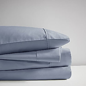 Gracie Mills Cotton and Polyester Cross Weave Sateen 4 Piece Sheet Set, Blue - King
