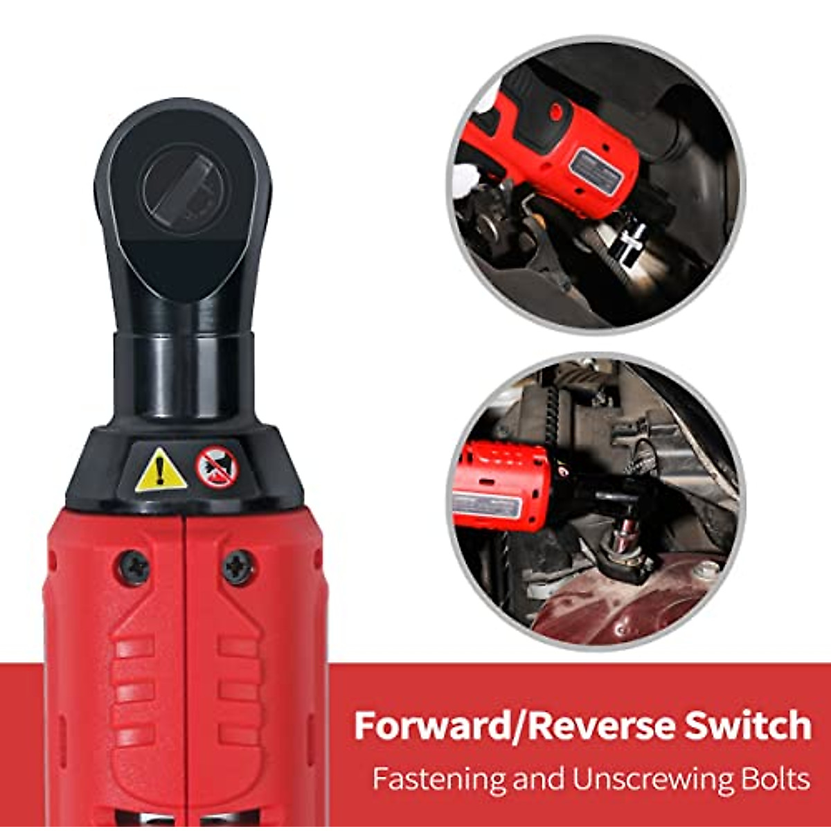 MANUSAGE 3/8" 20V Cordless Electric Ratchet Wrench, 44.25 Ft-lbs,380RPM, with 2 x 2.0A rechargeable lithium ion batteries，Charger and 20V Lithium-Ion LED work light