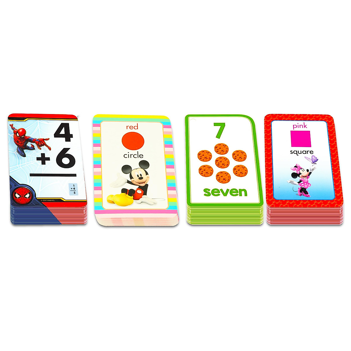 Disney Flash Cards for Toddlers 2-4 - Bundle of 4 Early Learning Decks: Colors, Shapes, Numbers and More Featuring Mickey, Minnie, and Spiderman