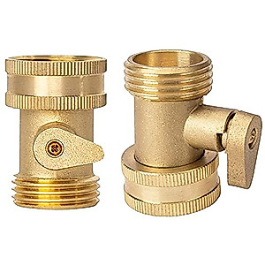 Joywayus 1/2"NPS Female x 3/4"GHT Male Brass Bulkhead Water Tank Connector & Garden Hose Shut Off Valve Kit with Rubber Washers and Teflon Tape
