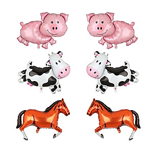 Farm Animal Foil Balloons Pig Cow Horse Donkey Shaped Mylar Balloon for Farm Animals Theme Birthday Party Supplies Decorations