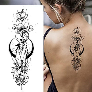 HEYYUNG 18 Pcs Flower Tattoos for Women, Temporary Sexy Tattoos, Realistic 3D Sketch Henna Tattoo Kit Sleeves for Women, Makeup Designs Chest Abdomen Back Tattoos for Girls