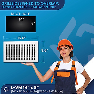 Premium Aluminum Wall Vent Cover - 14 x 8 Inch AC Grille with Adjustable Blades - Rustproof and Durable - Enhance Airflow Efficiency- [Front Grille Size: 15.6" x 9.6"][Duct Hole:14 x 8]