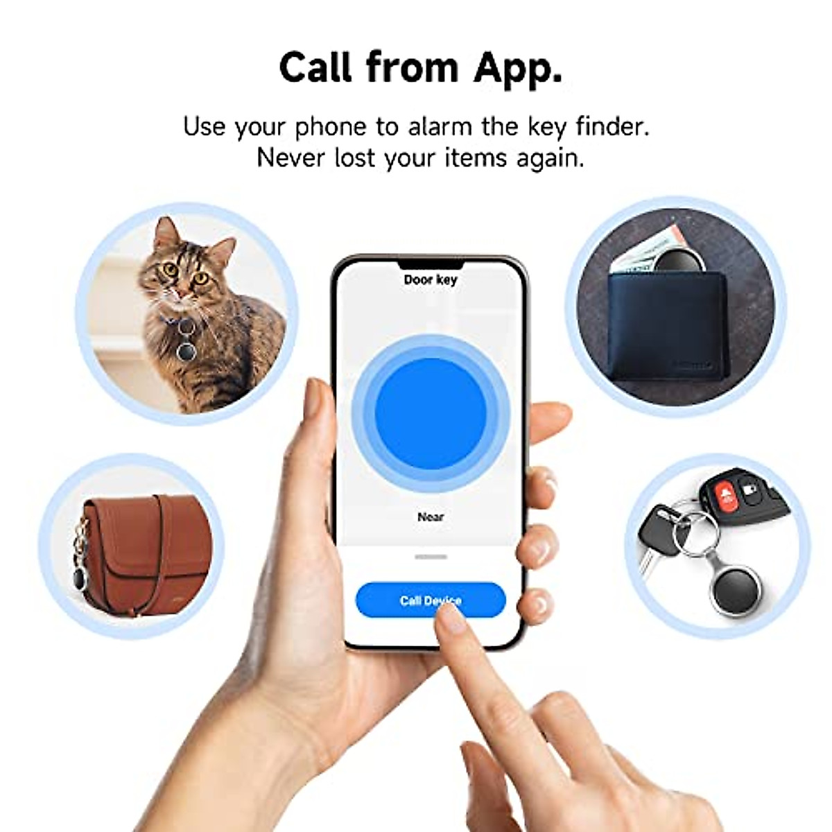 Smart Bluetooth Key Finder - 1 Pack Black, Item Finder with Protective Case and Key Chain, for Wallet, Car Keys, Pet Collars