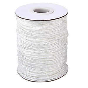 Vtete 1.8 mm × 100 Yards/Roll Braided Lift Shade Cord - White Polyester Shade Blinds Pull String Rope for Aluminum Blinds Windows, Roman Shade Repair, Gardening Plant & Crafts and DIY Projects
