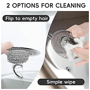 1Pack Kitchen Sink Drain Strainer for Easy Clean Large Basket & 1Pack Bathtub Drain Hair Catcher, Wokdada Fast Drainage Shower Drain Hair Catcher