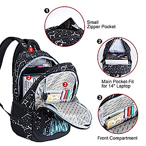 UNIKER Constellation School Backpack for Teen Girls,Space Backpack Boys,Schoolbag for Preteen,Bookbag for Middle School,16.5 Inch Laptop Backpack for 14 Inch Laptop