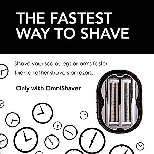 Premium Omnishaver with White Travel Case - The Fastest Way to Shave Head, Legs, Arms, Body | an Alternative to Disposable Shaving Razors Self Cleans & Strops During Use | Bald Head Shaver for Men