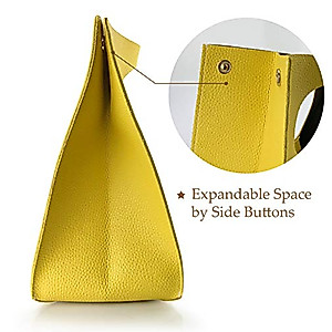 HOXIS Vintage Minimalist Style Soft Pu Leather Handbag Clutch Small Tote (Yellow)