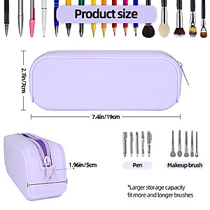 Silicone Zipper Pencil Bag, Waterproof Pencil Bag, Multifunctional Large-Capacity Storage Bag, Silicone Pencil Pouch Suitable for School Supplies, Cosmetics (Purple)