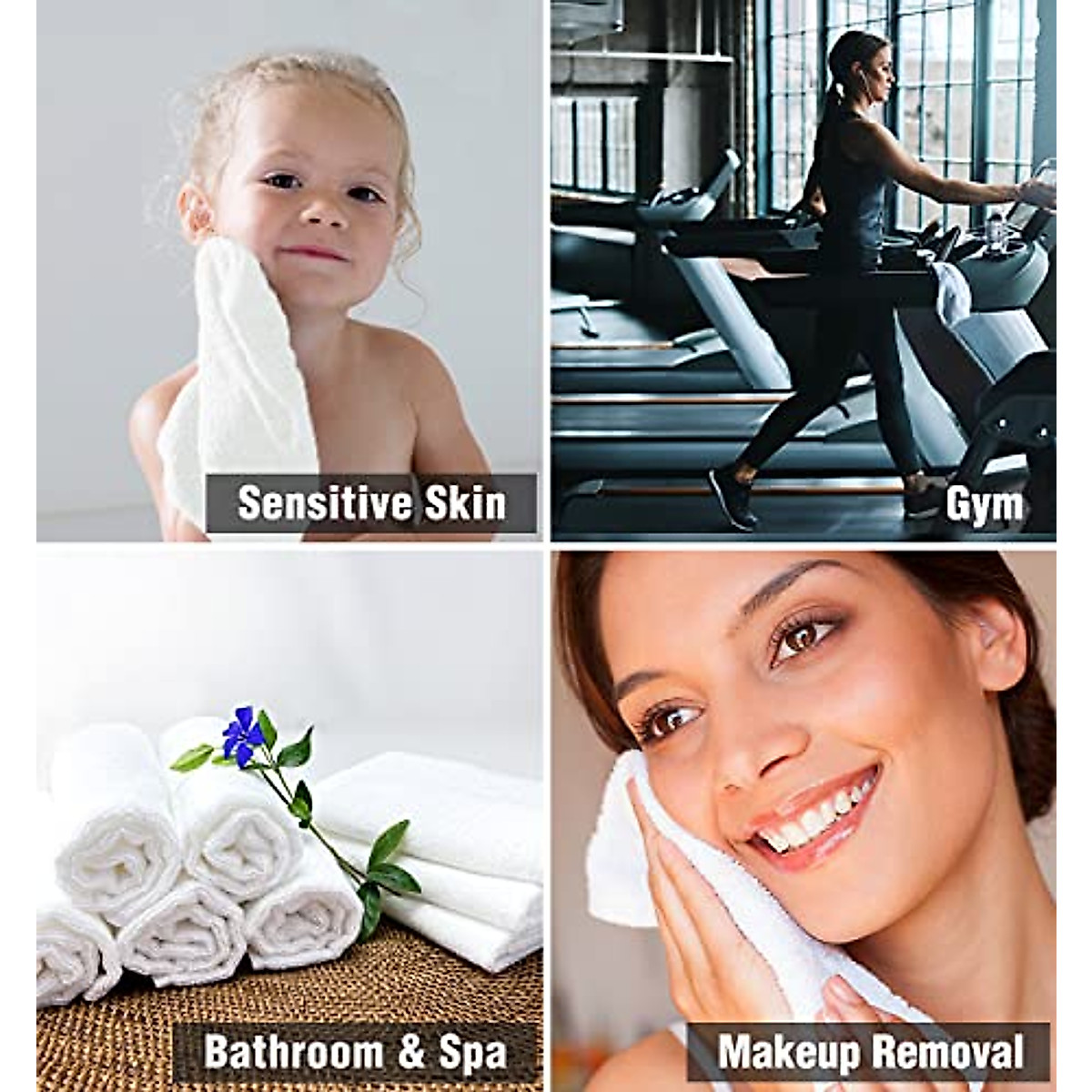 SUMMERMIA Bamboo Washcloths 13" x 13" (2 x 12 Pack) - Soft Wash Cloths for Your Face Towel, Wash Cloths for Your Body (White + Blue + Pink)