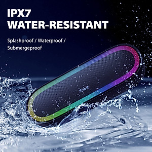 Tribit XSound Mega Portable Bluetooth Speaker, Loud & Deep Bass with Pure Titanium Drivers, IPX7 Waterproof, LED Lights, 20H Playtime, Built-in Powerbank Handle Strap for Camping, Travel, Party