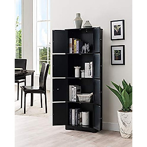 Kings Brand Furniture Lyons 4-Tier 68" Kitchen Pantry Storage Cabinet with 8 Doors, Black