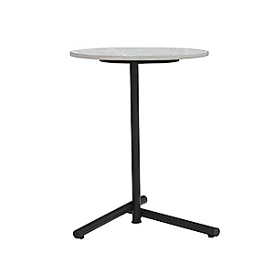 JACH Simplify Round Pedestal Accent Side Table, Minimalist Rock Board Side Table for Living Room, Bedroom, Suitable for Pairing with Sofas, 21" x 17" x 16", (Grey)