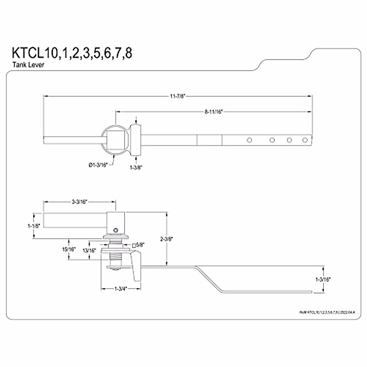 Kingston Brass KTCL10 Claremont Toilet Tank Lever, Matte Black,8.69 x 3.19 x 1.13