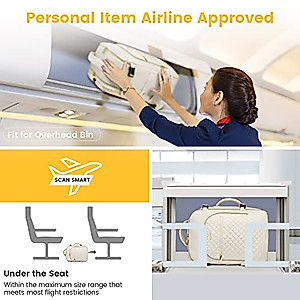 LOVEVOOK Carry on Backpack,40L Women Travel Backpack Airline Approved,Waterproof Large TSA 17inch Laptop Backpack Daypack with Anti-theft Pocket for Business Trip College Weekender,Beige