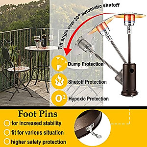 48000 BTU Heater, Patio Heater for Outdoor Use, 89inch Heater with Portable Wheels, Propane Gas Heaters with Auto Shut-off Tilt Valve for Commercial & Residential, ETL Certification
