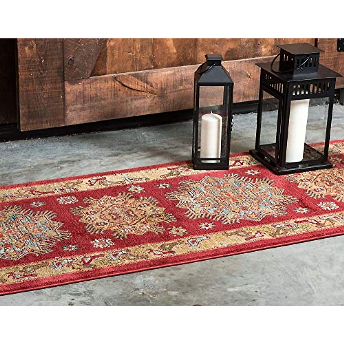 Unique Loom Sahand Collection Traditional Geometric Classic Red Runner Rug (2' 7 x 6' 7)