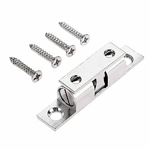 DDXPT 1Pc Silver 42/50/60/70mm Brass Touch Beads Lock Door Spring Clip Cabinet Door Catches Double Ball Catch Home Cupboard Door Latch (Size : L)