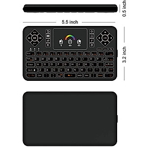 Mini Wireless Keyboard,Q9 Mini Keyboard with Touchpad,Colorful Backlit Small Wireless Keyboard,Mini Rechargeable Handheld Remote Keyboard for PC,Raspberry Pi 4, Android TV Box,KODI,Windows 7 8 10