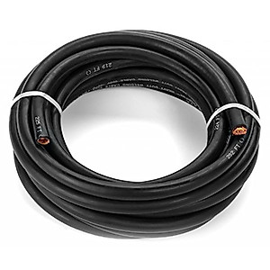 EWCS 1/0 Gauge Premium Extra Flexible Welding Cable 600 Volt - Black - 10 Feet- Made in the USA