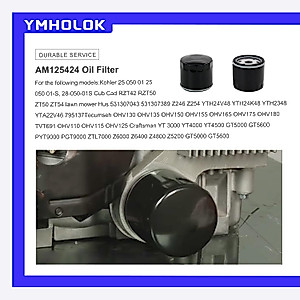 2PC AM125424 Oil Filter with 2PC Fuel Filter Compatiable for John Deere AM125424 BS 492932 695396 696854 492932B Lawn Mower Oil Filter