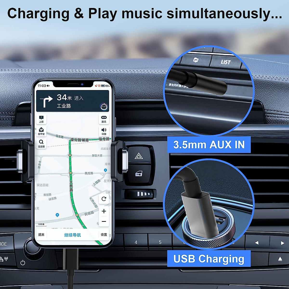 [Apple MFi Certified]2 in 1 Audio Charging Cable Compatible with iPhone,Lightning to 3.5mm Aux Cord Audio Jack Works with Car Stereo Speaker Headphone Car Charger Support iPhone13/12/11/11 Pro/XS/XR/8