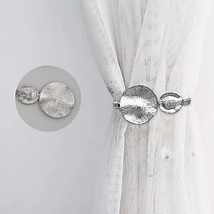 Magnetic Curtain Tiebacks 2pcs, Curtain Tiebacks Buckles Holdbacks Holders Hooks Clip for Home Bedroom Office Decorative Curtain, Strong Magnetic Curtain Buckles for Decoration (Silver)