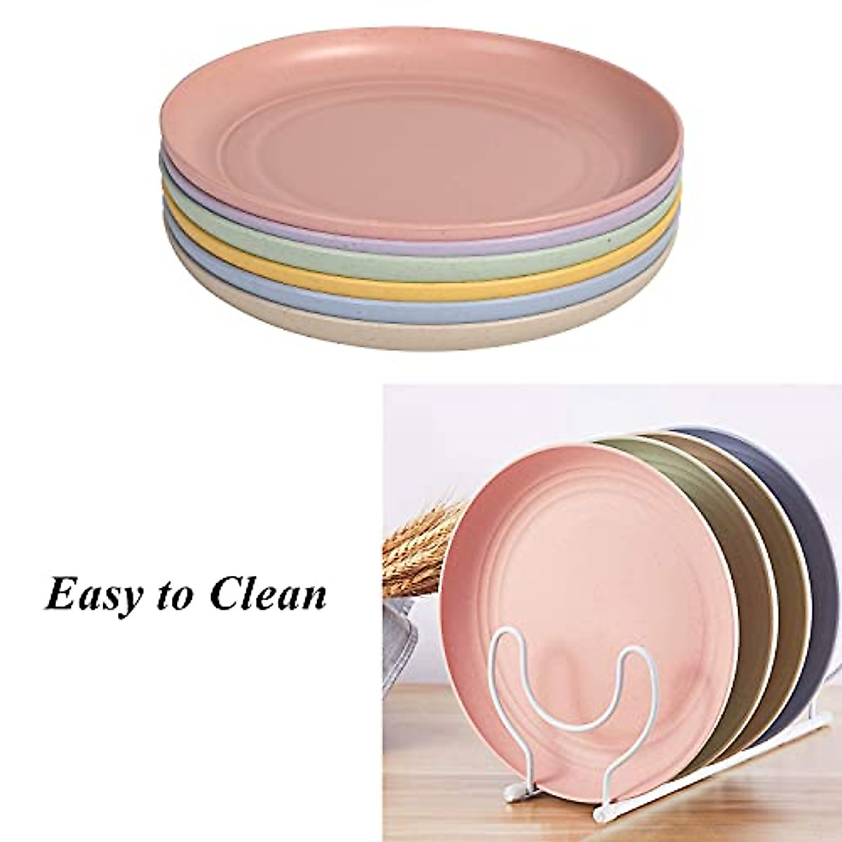 WANBY Lightweight Wheat Straw Plates Unbreakable Dinner Dishes Plates Set Non-Toxin Dishwasher & Microwave Safe BPA Free and Healthy (Small 6 Pack 5.9')