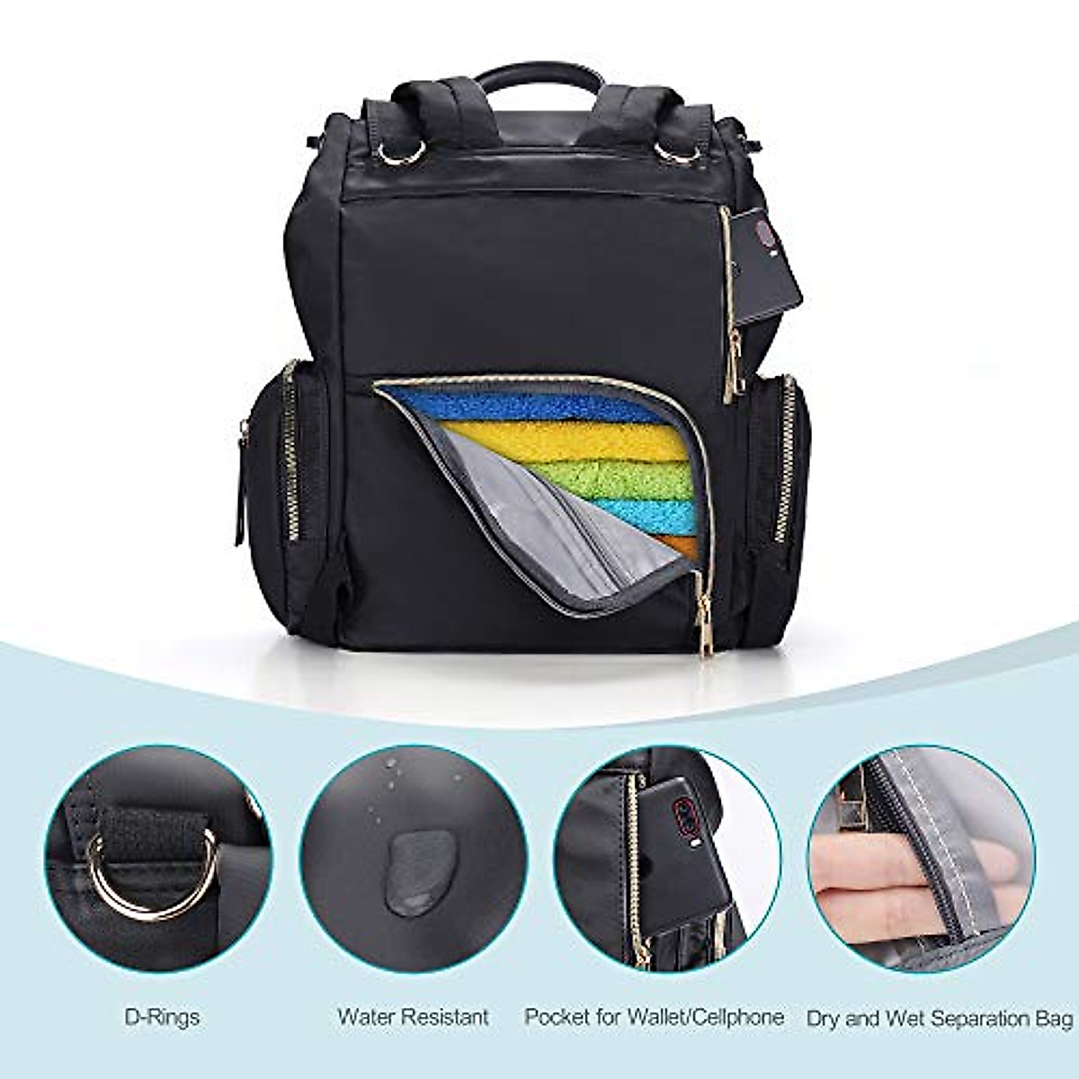 Hafmall Diaper Bag Backpack, Baby Diaper Bag with Stroller Hooks for Mom Dad, Multifunctional Nappy Bag for Boys Girls, Stylish Travel Mommy Bag (Plaid)