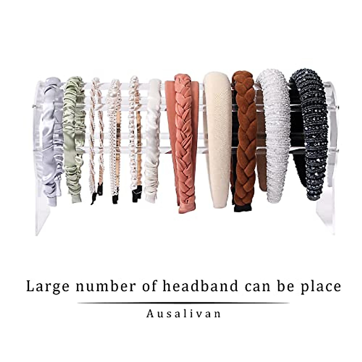 Ausalivan Acrylic Headband Holder Organizer,Headband Storage Display Stand,Disney Mickey and Minnie ear holder,Clear Hair Accessory Rack For Girls Room