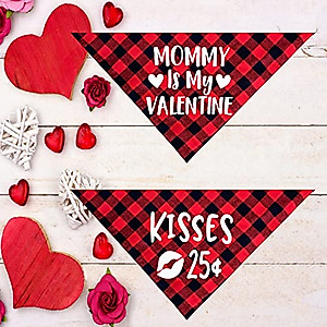 Valentine Holiday Dog Bandana, Cat Red Buffalo Bandana for Large Medium Small Pets Puppies (Large)