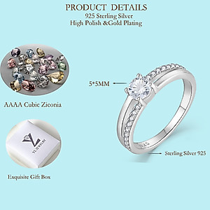 YL Solitaire Wedding Rings for Women 925 Sterling Silver Cubic Zirconia Statement Rings for Anniversary Engagement-size 7