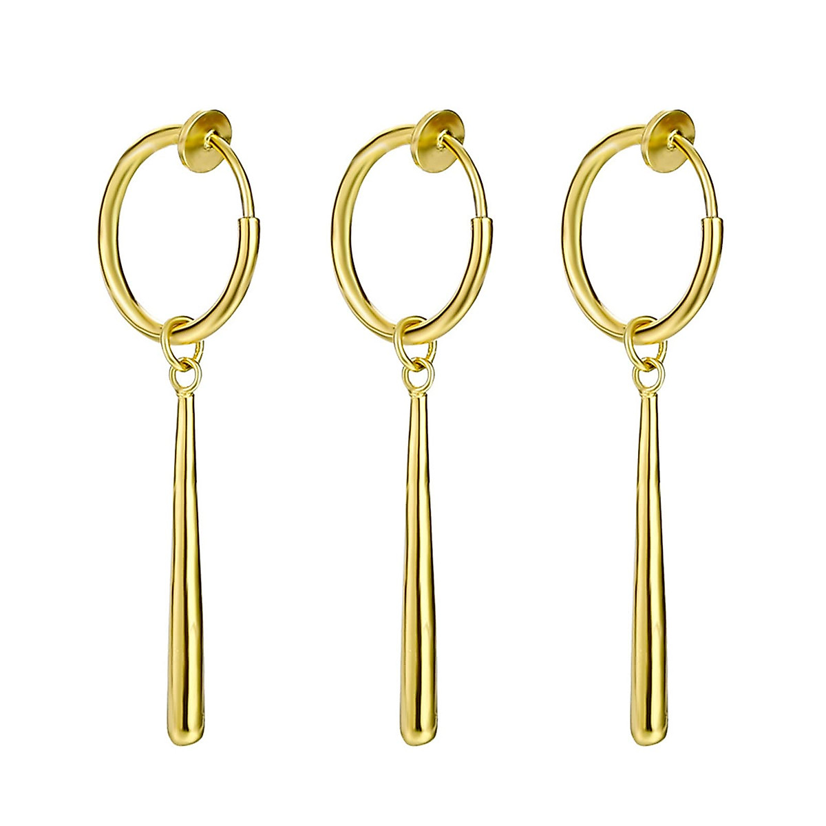 XHBTS One Piece Zoro Earrings - Gold Clip On Anime Cosplay Earrings for Anime Lovers 3 Set with Mini Cloth and Mini Box(Clip on)