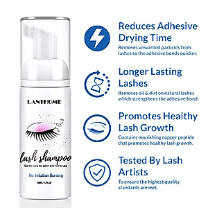 Eyelash Extension Shampoo, Remove Makeup Residue & Mascara, Gentle Deep Cleansing and No Irritating or Burning for Eyelash Extension Foam - Perfect for Salon Use and Home Care (50ML)