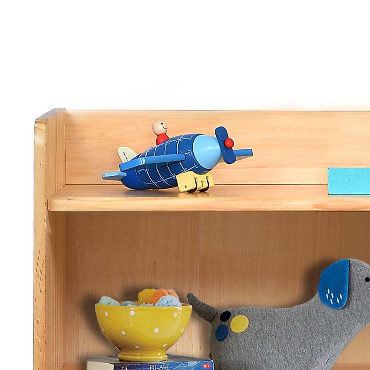 KRAND 4-Layer Kids Wooden Bookshelf, 4-Tier Layer Sling Bookcase, Baby Storage Book Rack,Toy Organizer Cabinet, Books Display for Playroom Livingroom Toddler Room Nursery and Classroom (Natural)