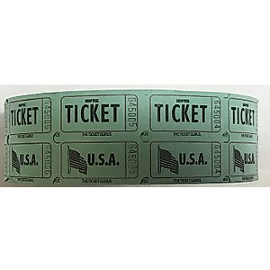 "USA Flag" Raffle Tickets 2000 per Roll 50/50 (Green)