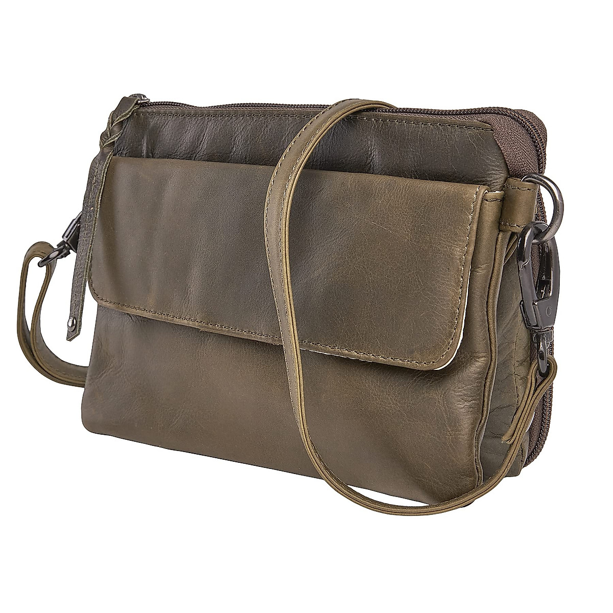 Lady Conceal Locking RFID Protected CCW Purses for Women Natasha Crossbody for Medium-Frame Handgun (Olive)