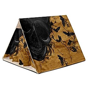 enheng Small Pet Hideout Skull and Crossbones Bat Hamster House Guinea Pig Playhouse for Dwarf Rabbits Hedgehogs Chinchillas