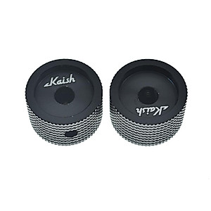 4pcs 25*15.5mm Set Screw Aluminium Potentiometer Knobs 1/4" Metal Universal Pot Control Knobs w/ Polished Edge for Guitar/Bass/Efffect Pedal/AMPS/Preamps/Audio Equipments Black with Indicator Triangle