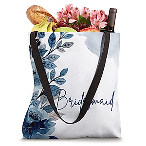 Blue Roses Floral Watercolor Bridesmaid Tote Bag