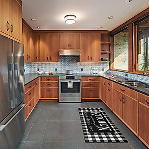 Bullpiano Christmas Reindeer,Buffalo Plaid Kitchen Mat,Xmas Tree,Stocks Floor Runner Area Rugs Non-Slip Floor Mat Doormats Living Room Bedroom