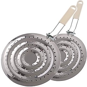 DALAO 2 Pack Double Thickening Heat Diffuser Reducer Flame Guard Simmer Plate, Stainless Steel for Electric and Gas Stovetops